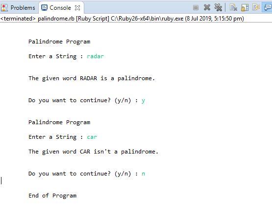Free Programming Source Codes And Computer Programming Tutorials Palindrome Program In Ruby