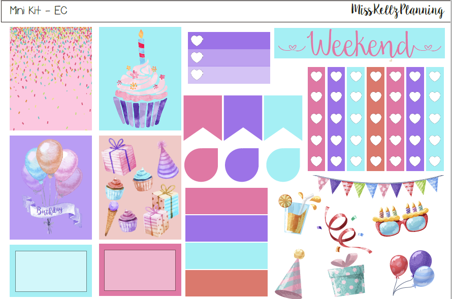 Birthday Mini Kit #FreePrintableStickers - Miss Kellz Planning