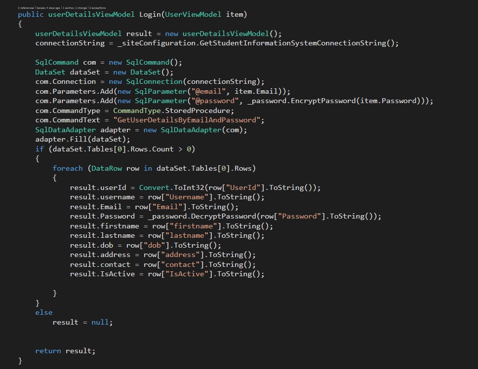 Student Information System - AngularJS , ASP.NET API, C#