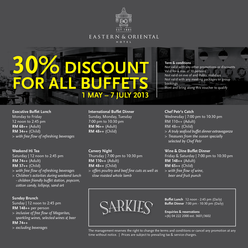 月光下のApplefish: E&O HOTEL CARVERY NIGHT (30% DISCOUNT FOR ALL BUFFETS)