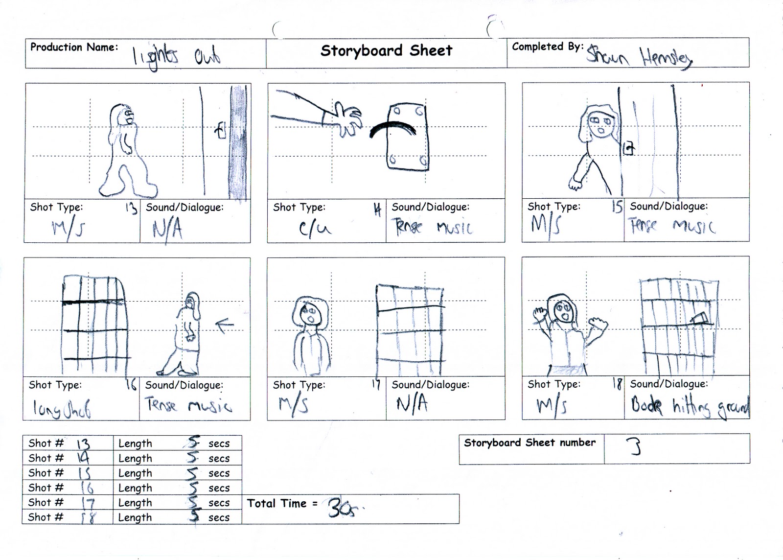 Foundation portfolio: Storyboard for our horror film