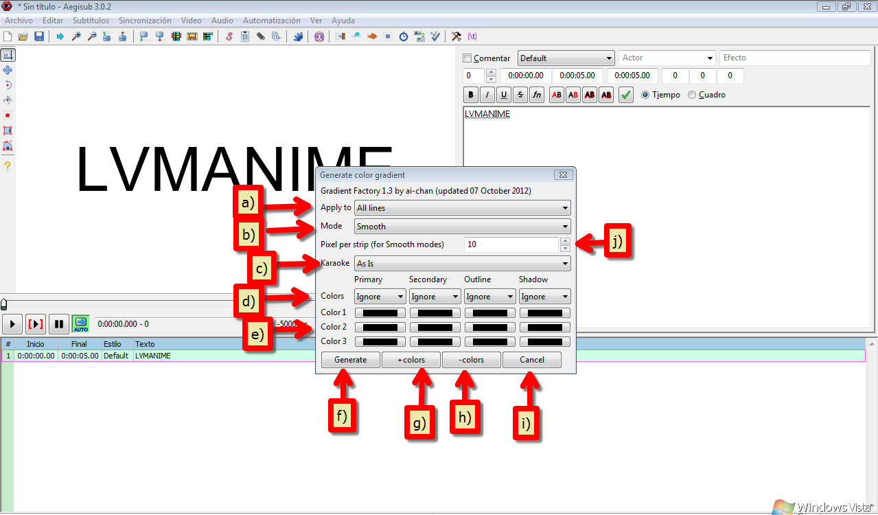 Aegisub gradient - lopezaqua