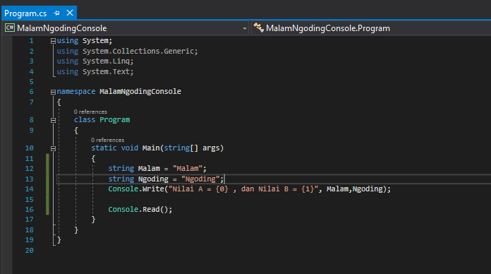 Struktur Pemrograman C# - Malam Ngoding