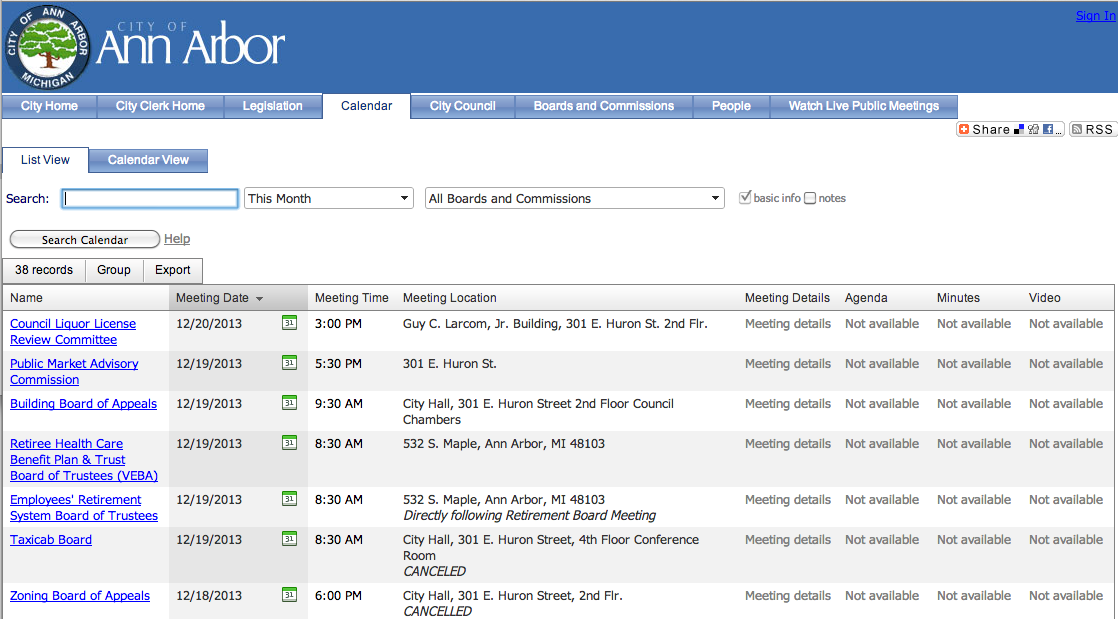 Damn Arbor: FOIA Friday: Using Legistar to keep track of city meetings