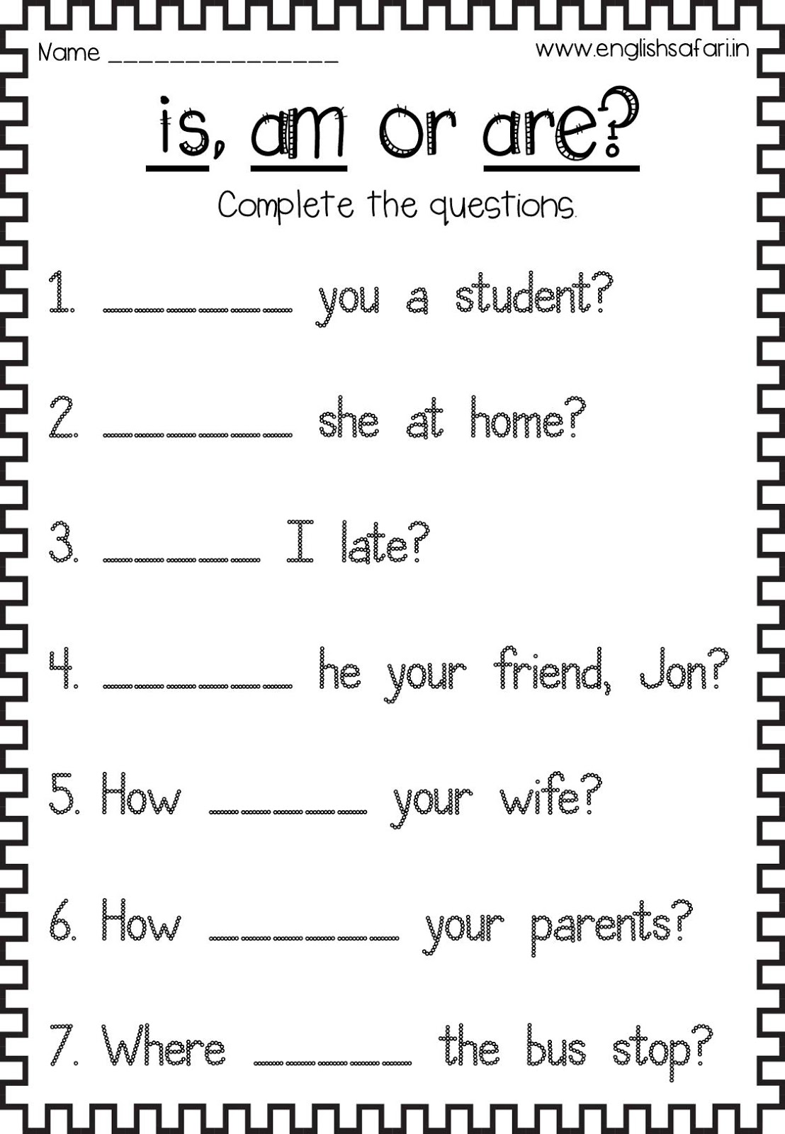 Am Is Are Linking Verbs Worksheets - Berita Malay