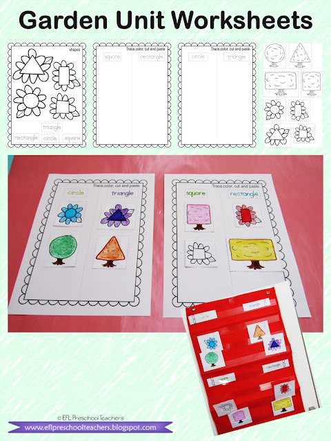 ESL/EFL Preschool Teachers: Garden Unit Worksheets for Kindergarten EFL
