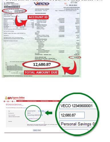 bugITs and EUTS Post's Repository: PHOTOS: How To Pay VECO Bill at BPI Express Online