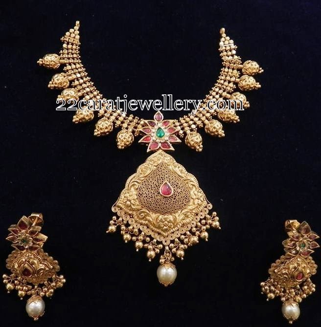 Antique Huge Choker with Hangings - Jewellery Designs