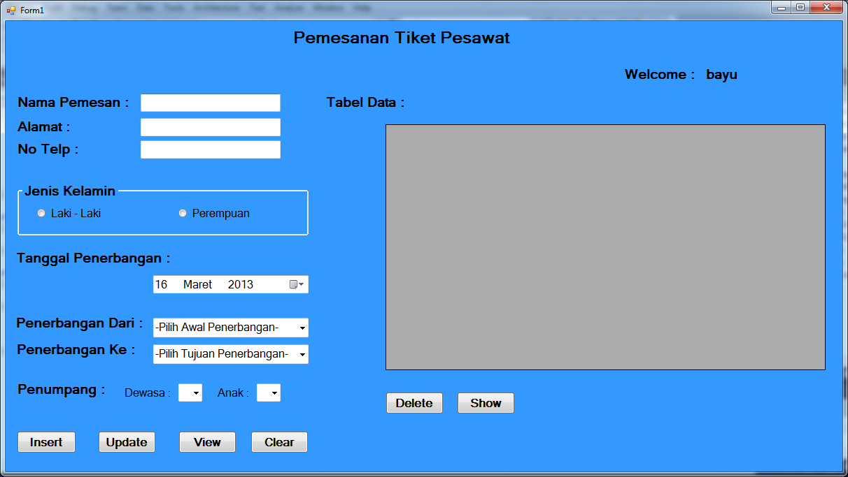 Pemrograman Visual: Pemesanan Tiket Pesawat Terbang