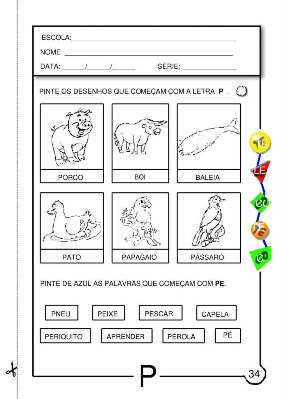 ENSINANDO E APRENDENDO COM A PROFª ANA ALICE: ATIVIDADES COM A LETRA P