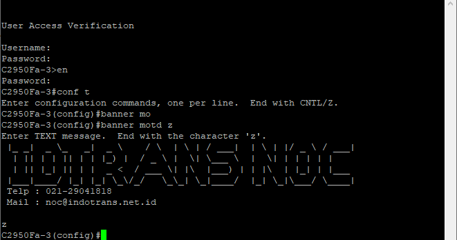 Cara setting banner MOTD (Message On The Day) pada Cisco