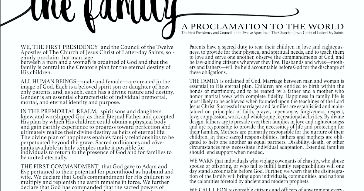 True Love Within the Family: The Family: A Proclamation to the World