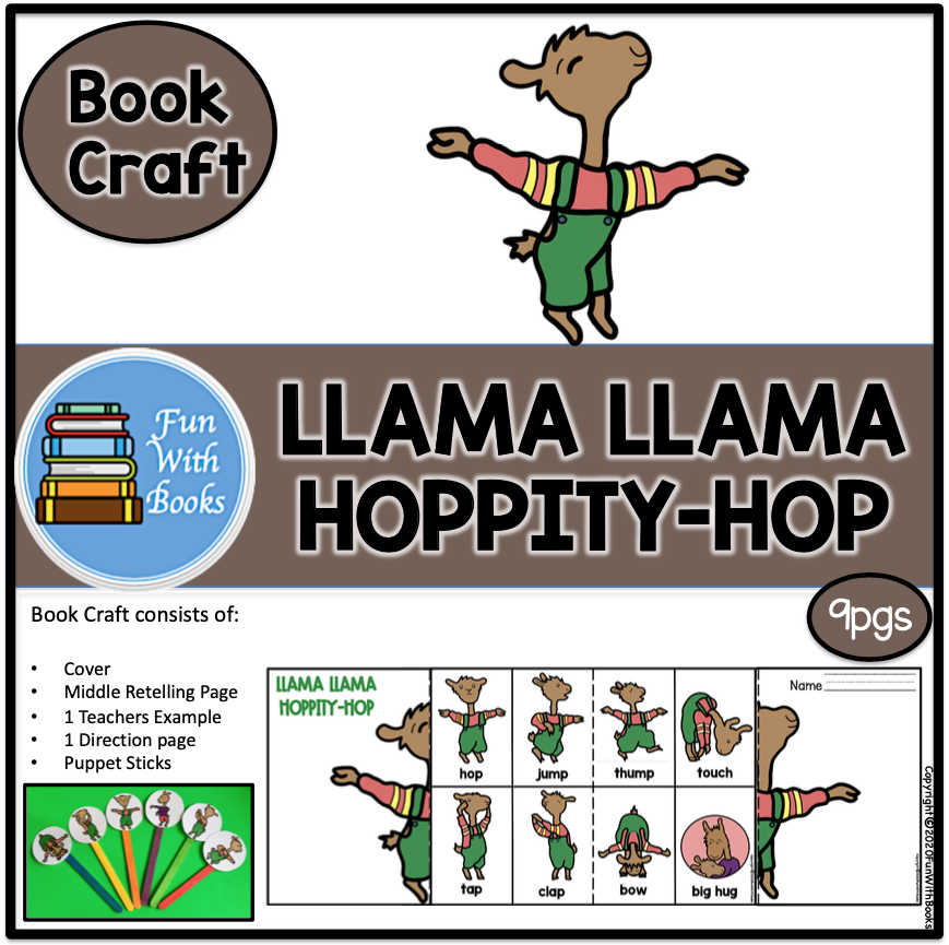 LLAMA LLAMA HOPPITY-HOP BOOK CRAFT ~ Book Units by Lynn