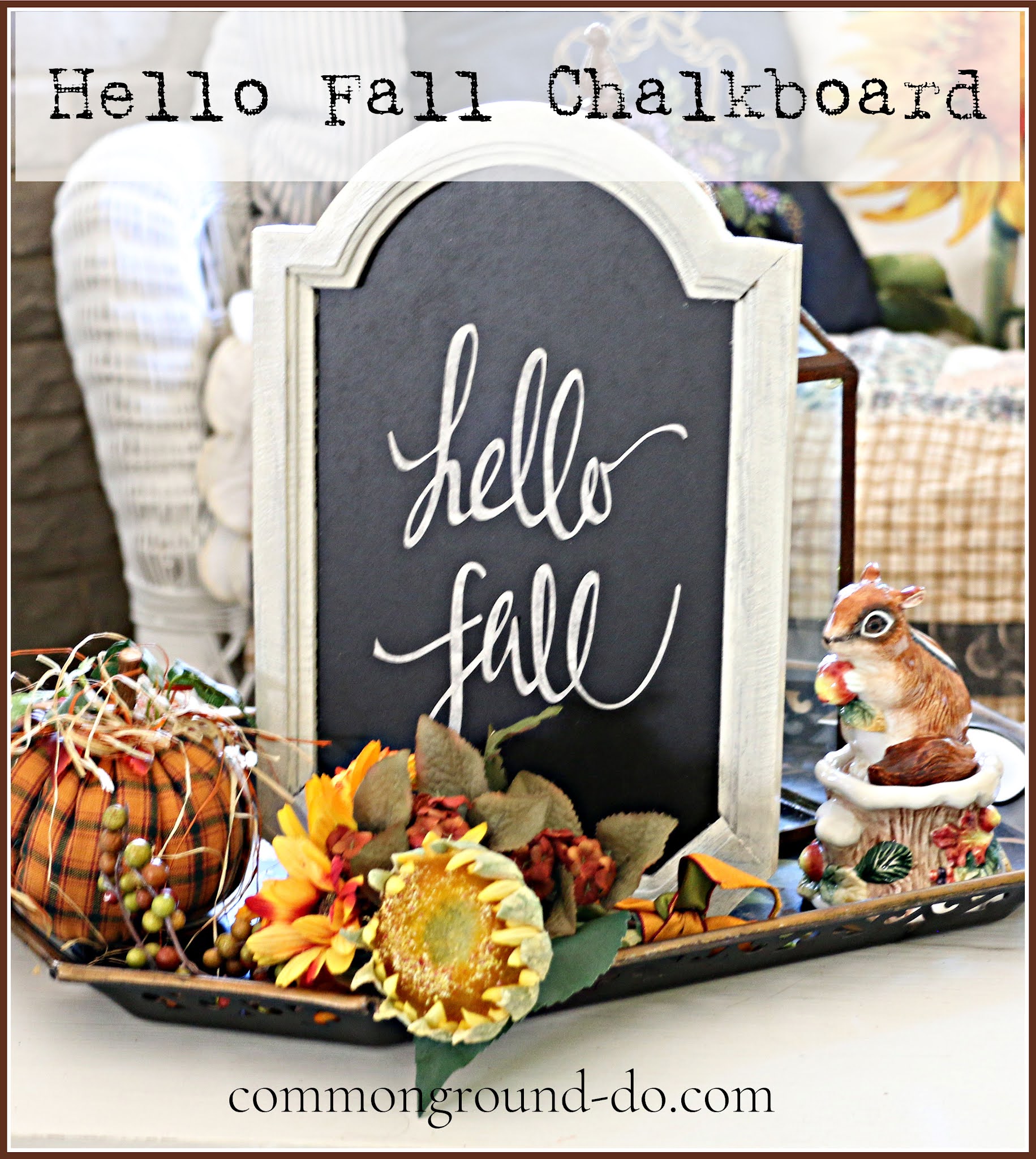 common ground : "Hello Fall" Silhouette Script Chalkboard