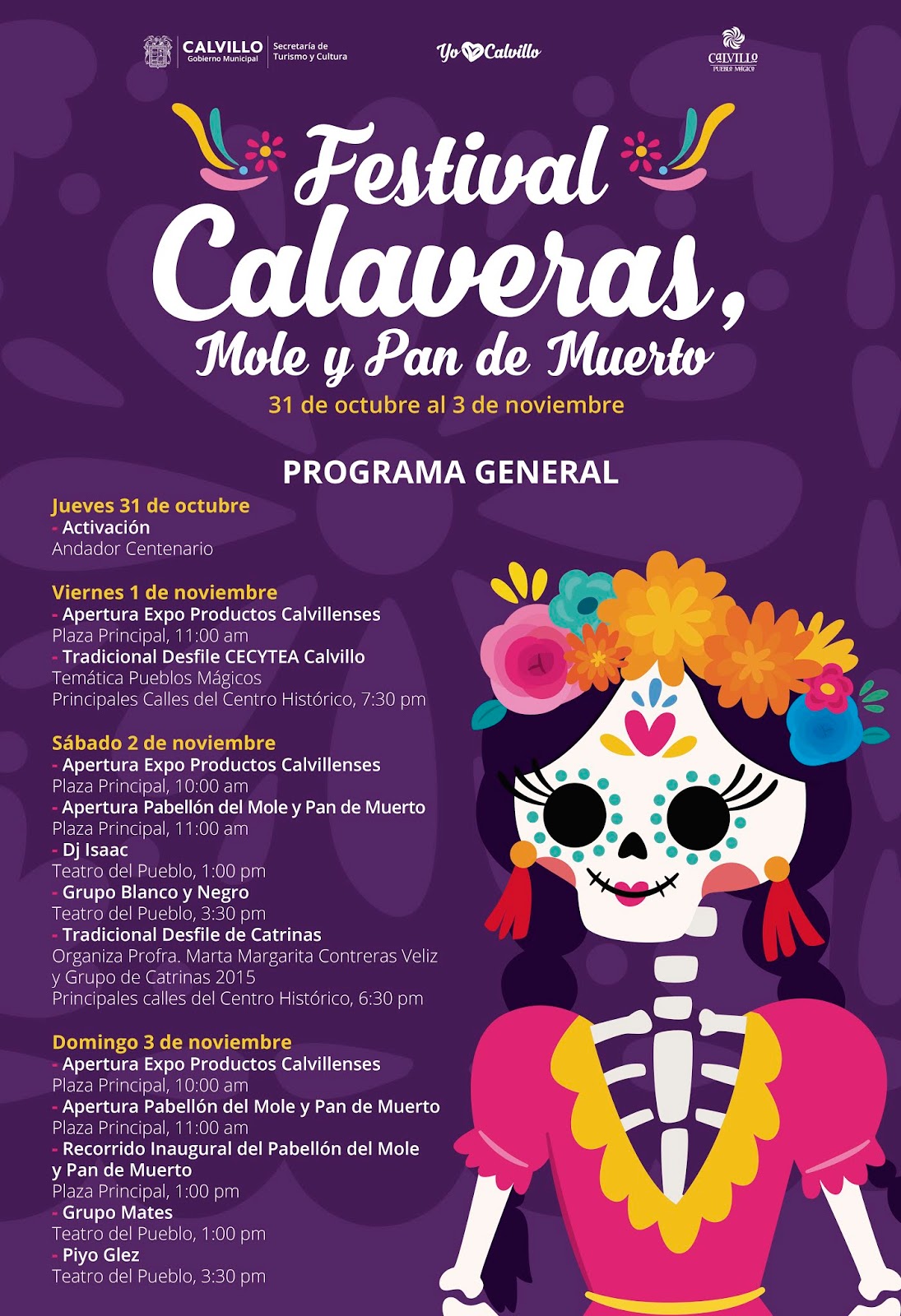 Festival Calaveras, Mole y Pan de Muerto del 31 de octubre al 3 de ...