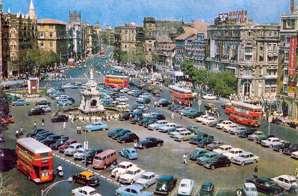 transpress nz: cars and buses in Bombay, India, 1960s