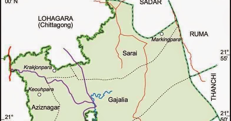 Lama Upazila Map, Bandarban District, Bangladesh