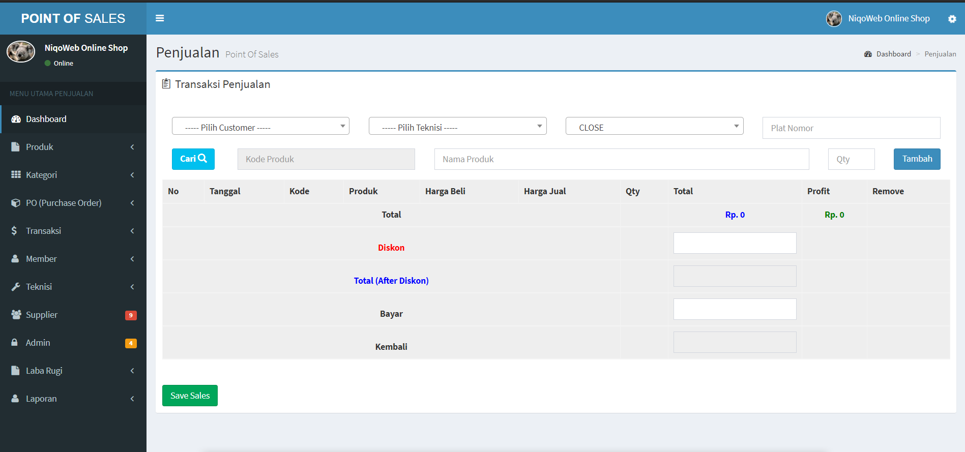 Aplikasi Penjualan (POS) Bengkel Berbasis Web dengan PHP, MySQLi dan ...
