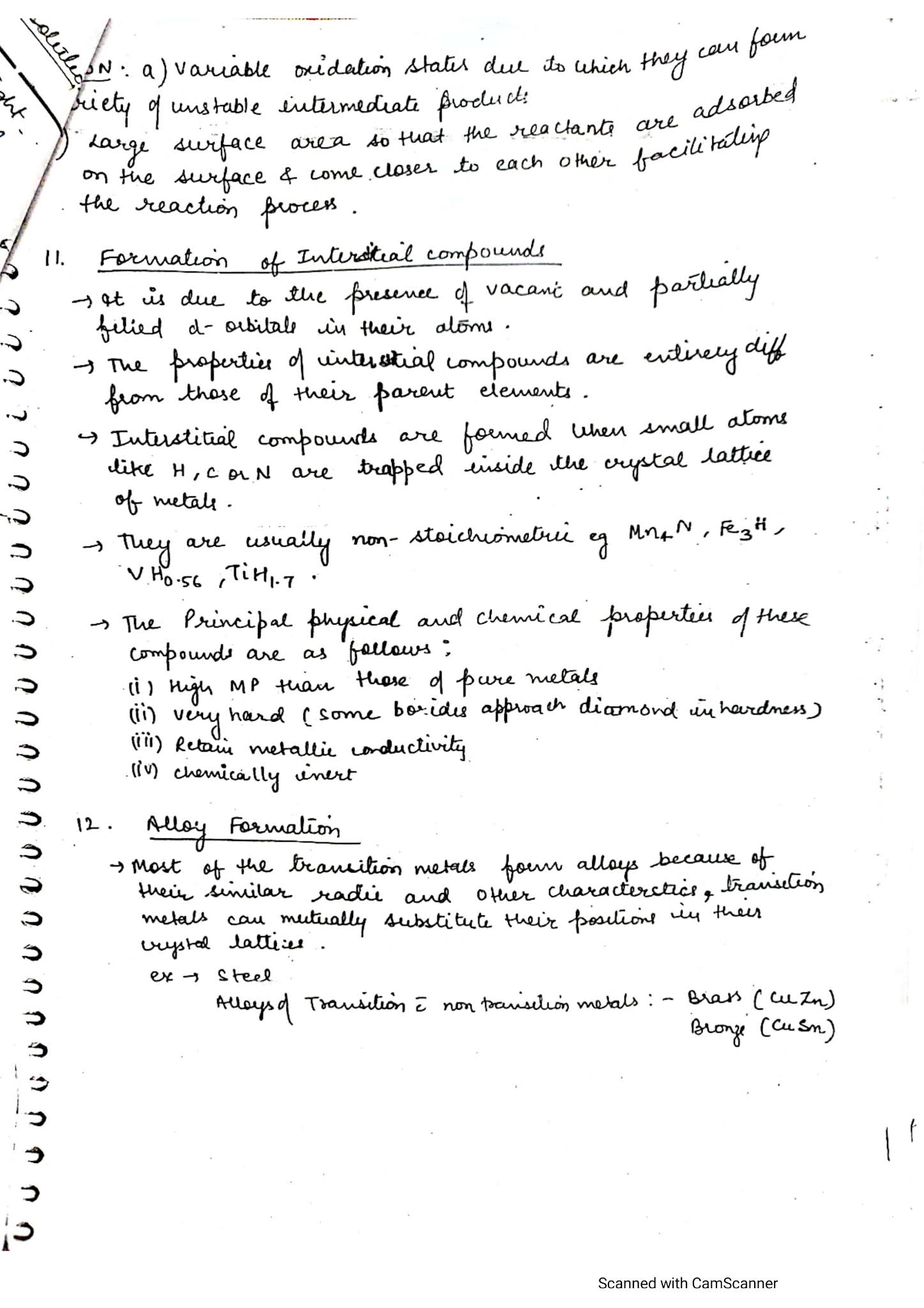 Ch 8- D and F Block Elements class 12 Handwritten notes pdf downloads