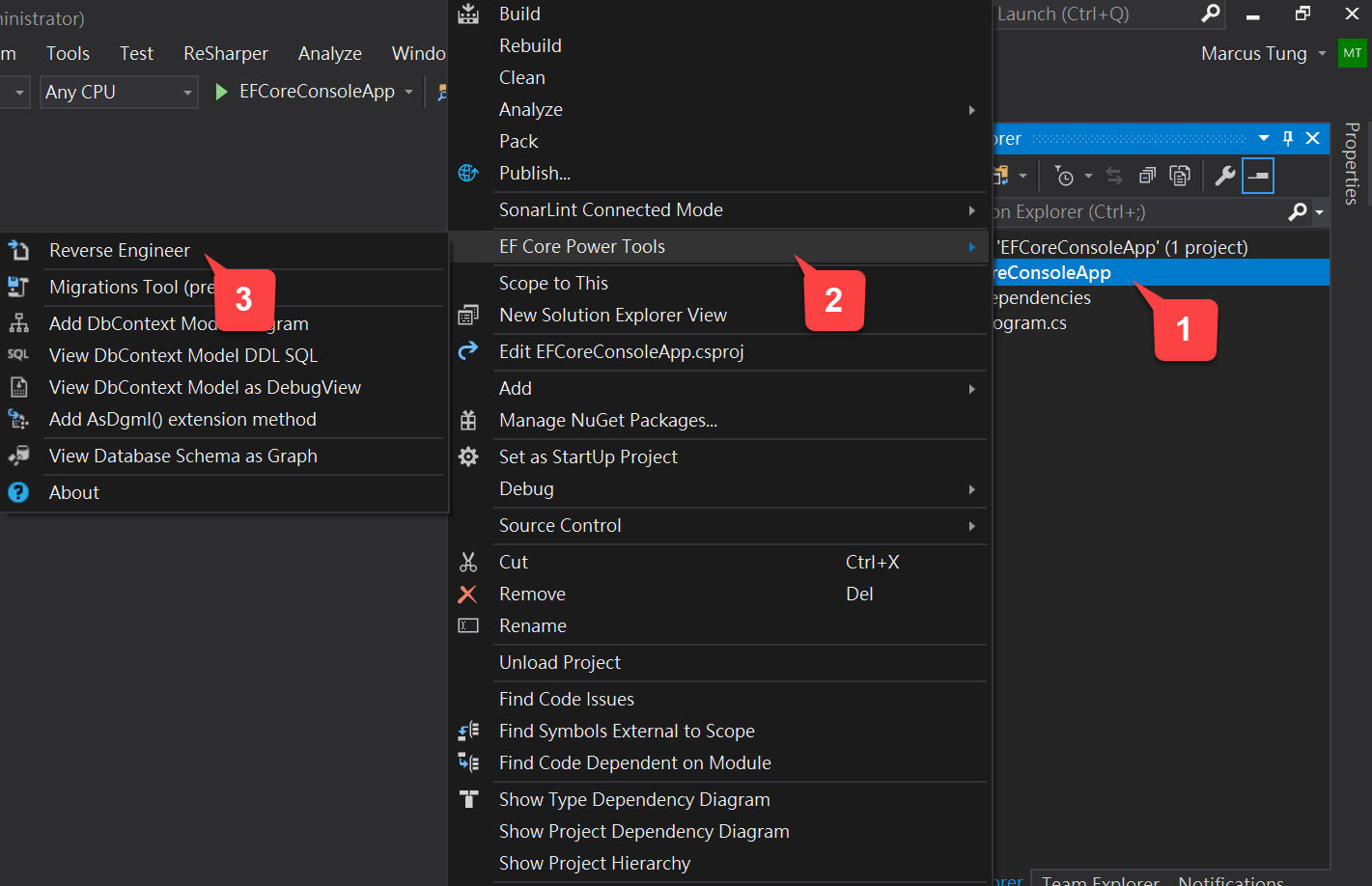 [.NETCore] 安裝 Entity Framework Core - 使用 EF Core Power Tool ~ m@rcus 學習筆記