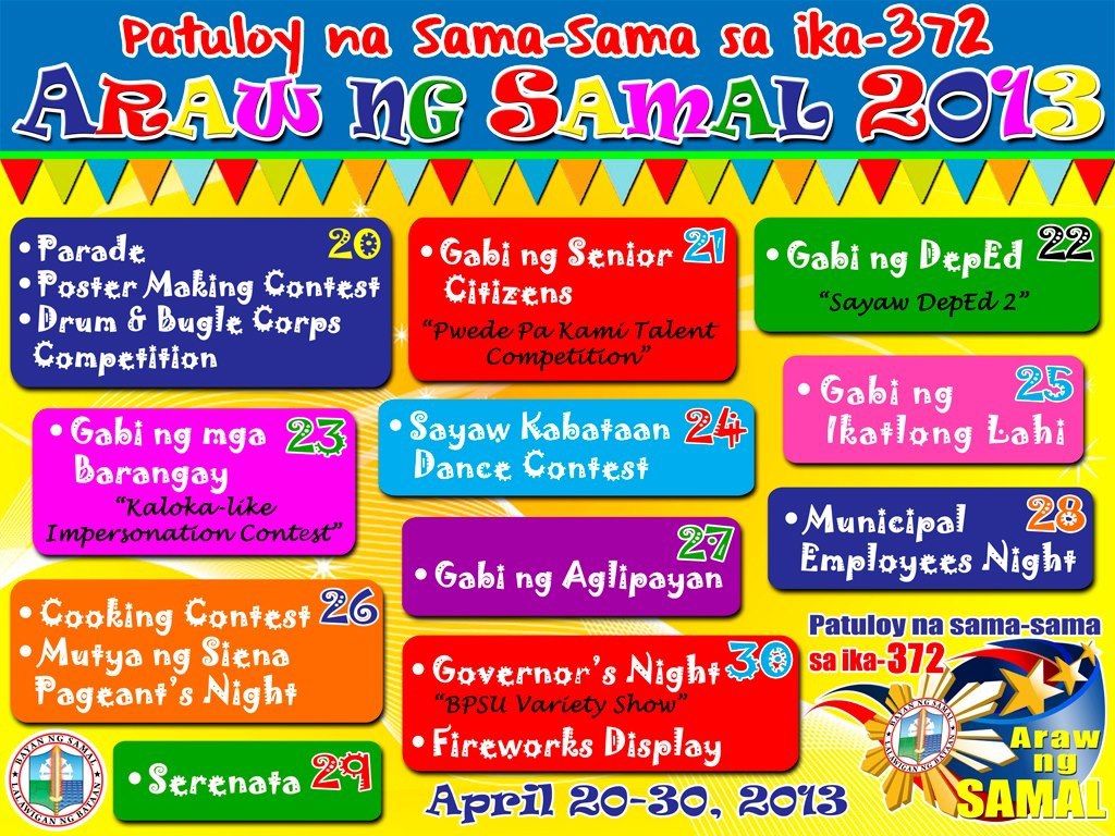 Byahero: Araw ng Samal 2013 Schedule of Activities | Samal, Bataan