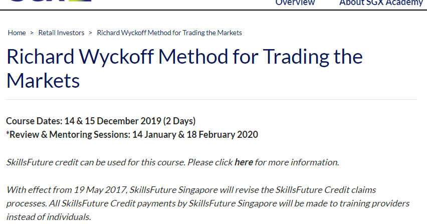 Richard Wyckoff Method Course SkillsFutures and IBF-FTS Funding approved