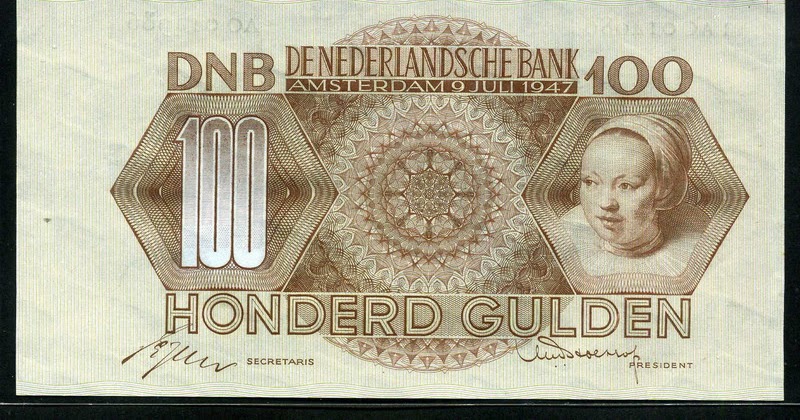 Netherlands banknotes 100 Gulden note of 1947 Adriaentje Hollaer by ...
