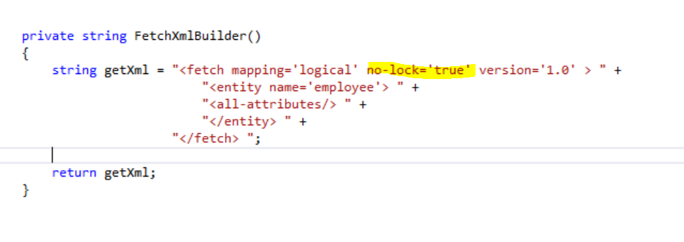 My experience with .NET: Dynamic CRM - Fetch XML with No Lock My experience with .NET: Dynamic CRM - Fetch XML with No Lock