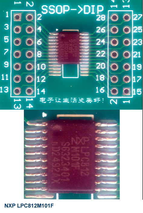 FongArm: NXP LPC812M101F SSOP->DIP board