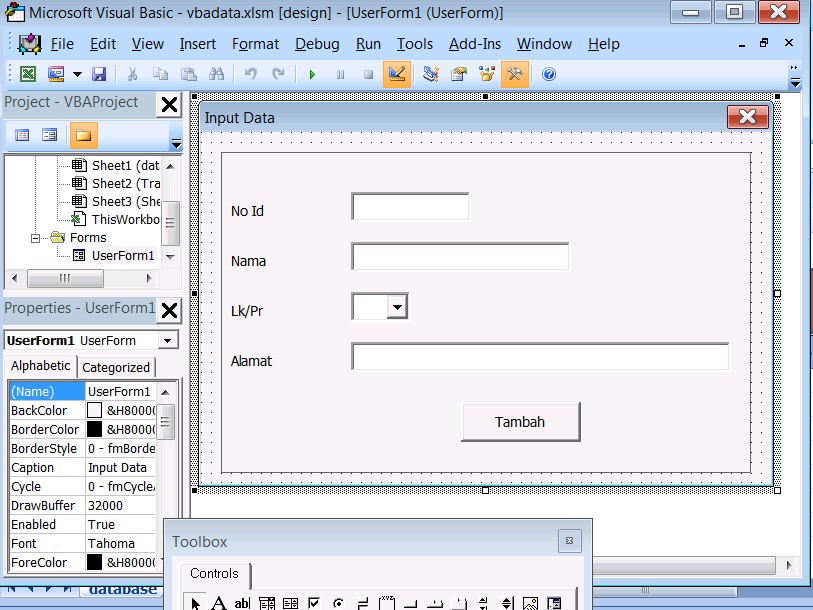 Form Input Data Anggota dengan Vba Excel