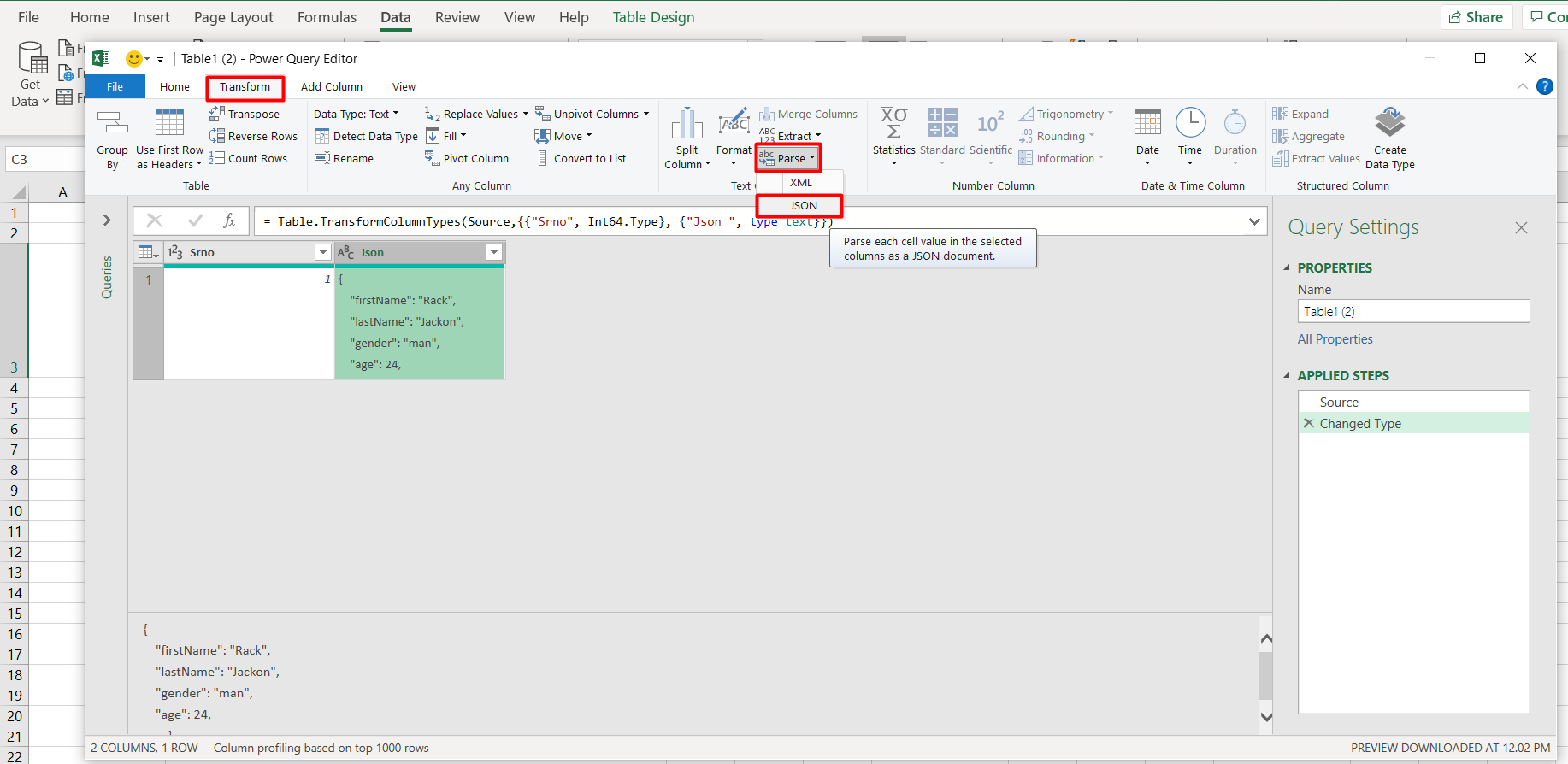 Parse JSON in Excel Parse JSON in Excel