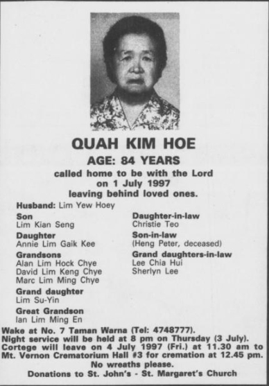 Quah Cheow Moh and family (Bukit Brown)