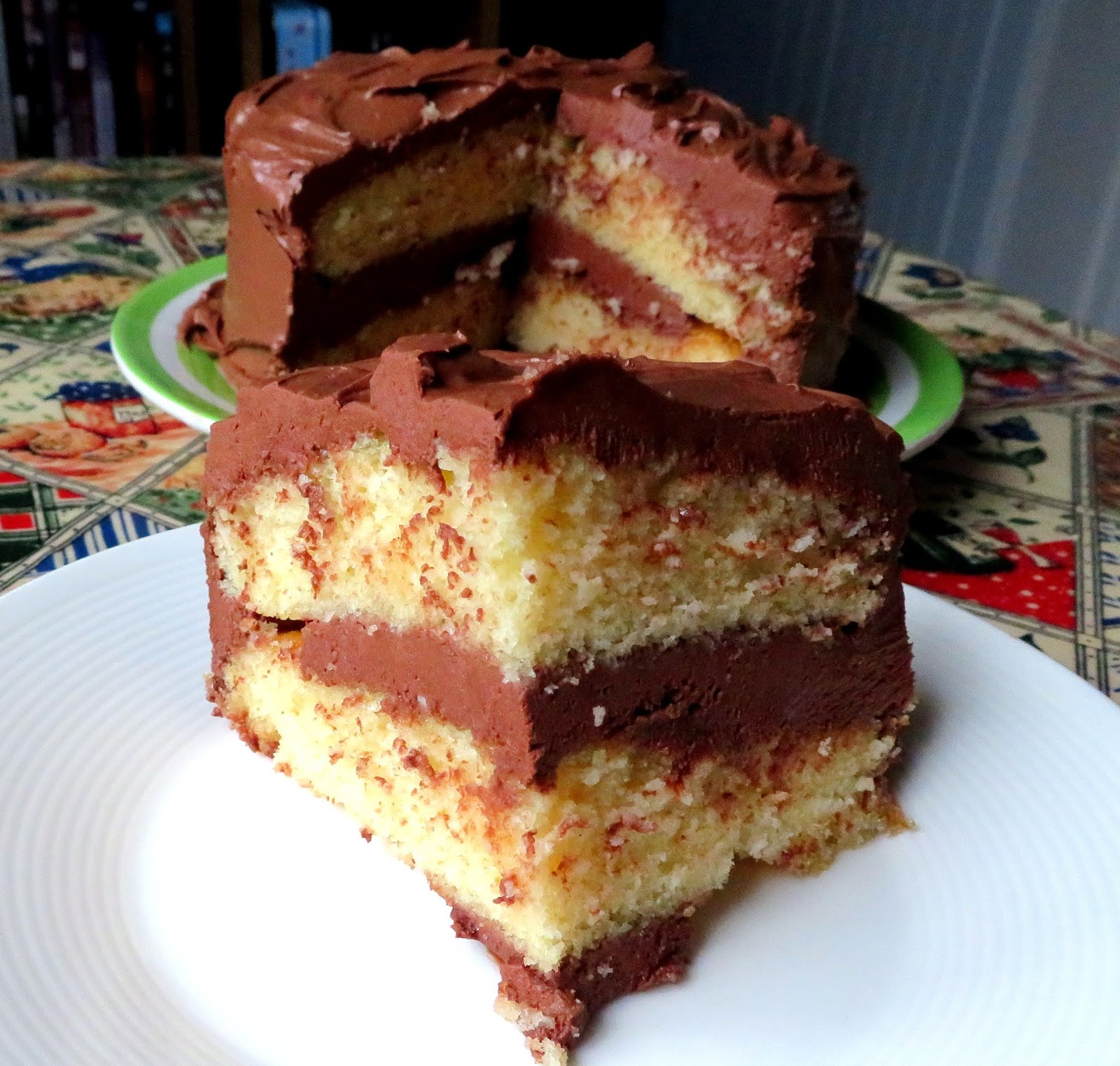 Golden Layer Cake with Chocolate Frosting