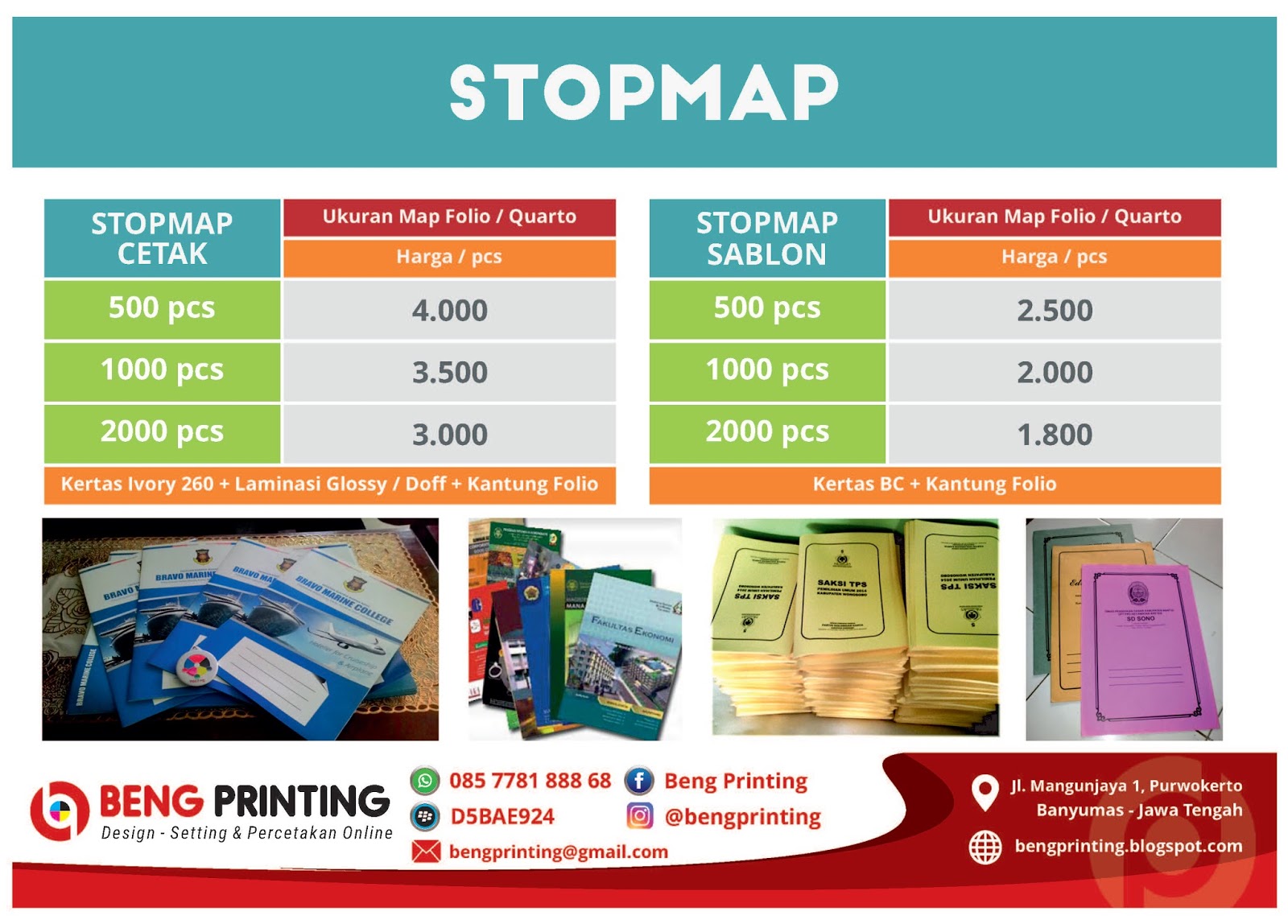 CETAK STOPMAP A4 / FOLIO - PERCETAKAN ONLINE BENG PRINTING