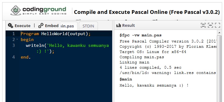 Aplikasi Simulasi Program Pascal OnLine - Jurnalku by Fajar Himawan