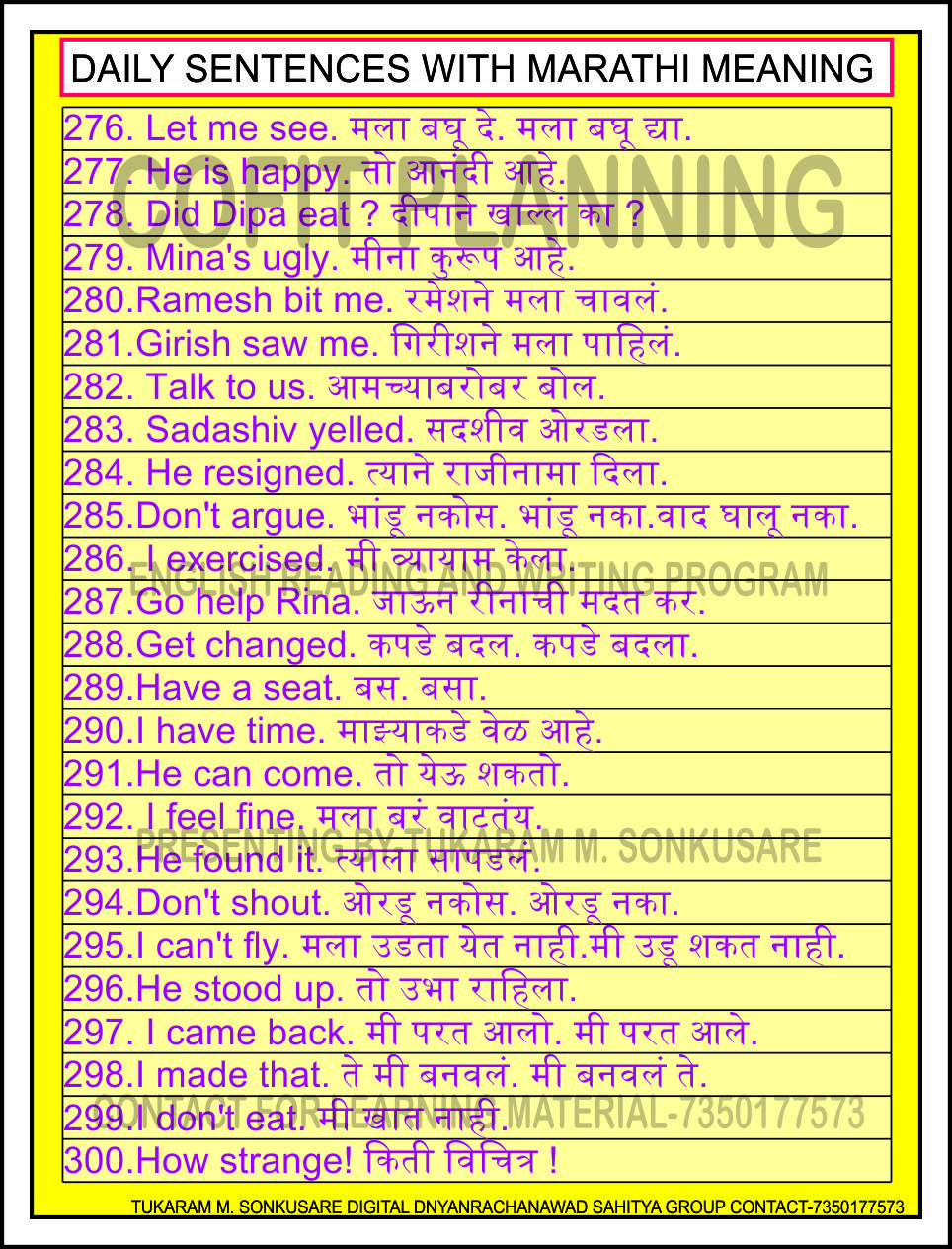  DAILY SENTENCES WITH MARATHI MEANING 325