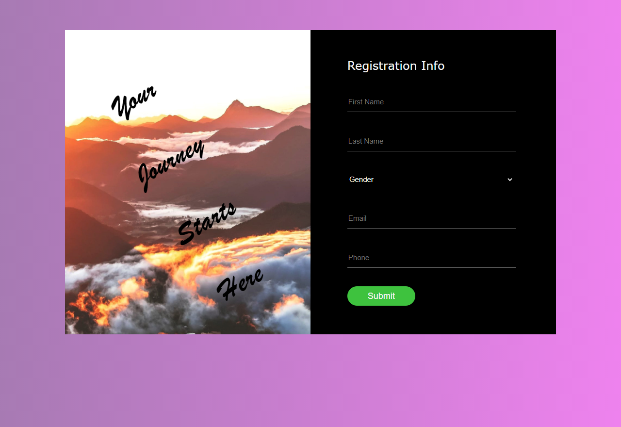 Create Registration form using html and css