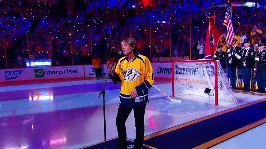 keith urban on National Anthem Duty at Preds...
