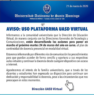 AVISO: USO PLATAFORMA UASD VIRTUAL