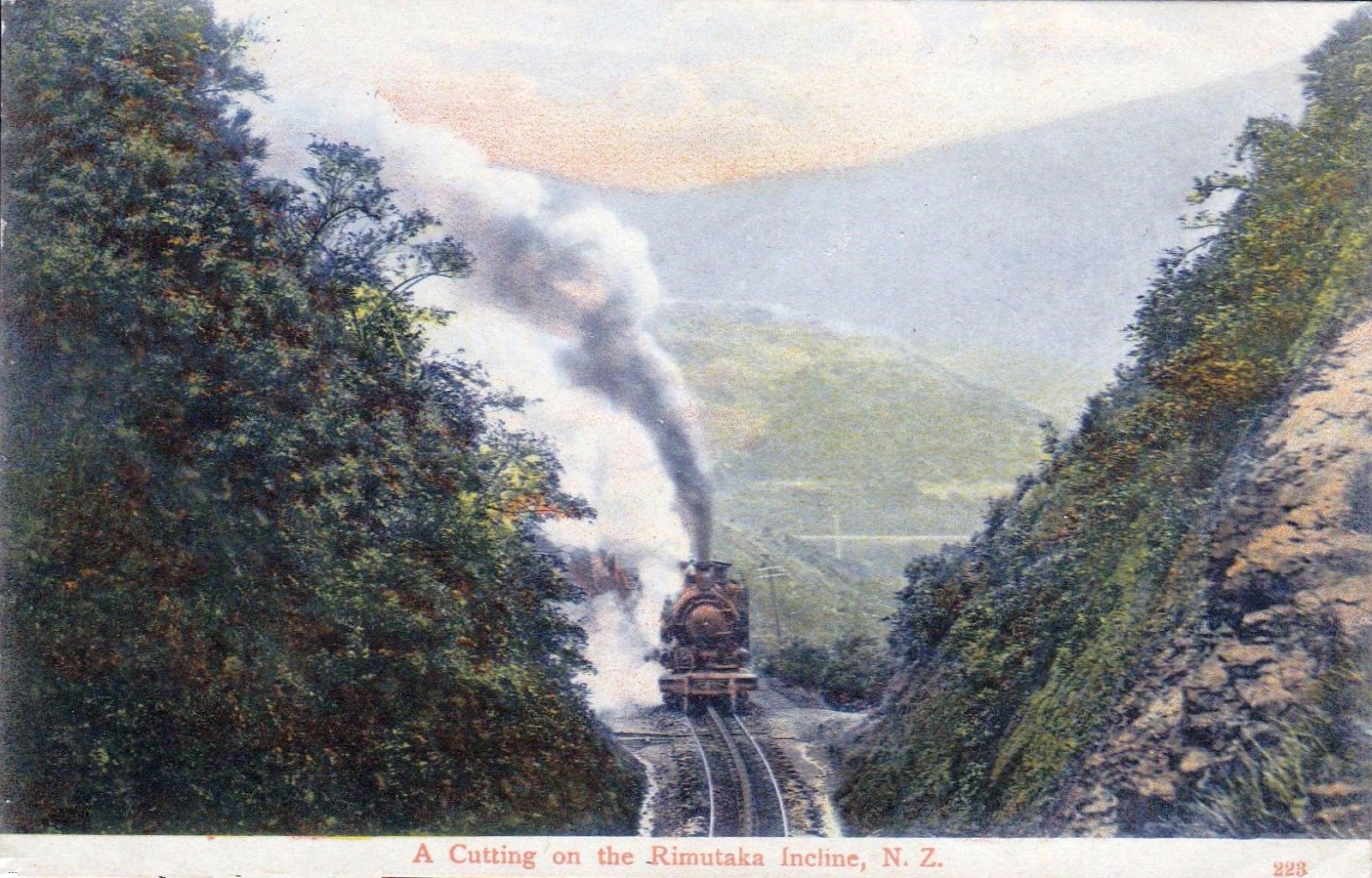 transpress nz: NZR's E66 on the Rimutaka Incline, circa 1910