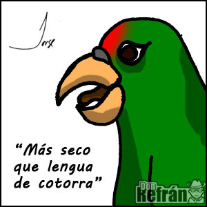 don refrán: “Más seco que lengua de cotorra”