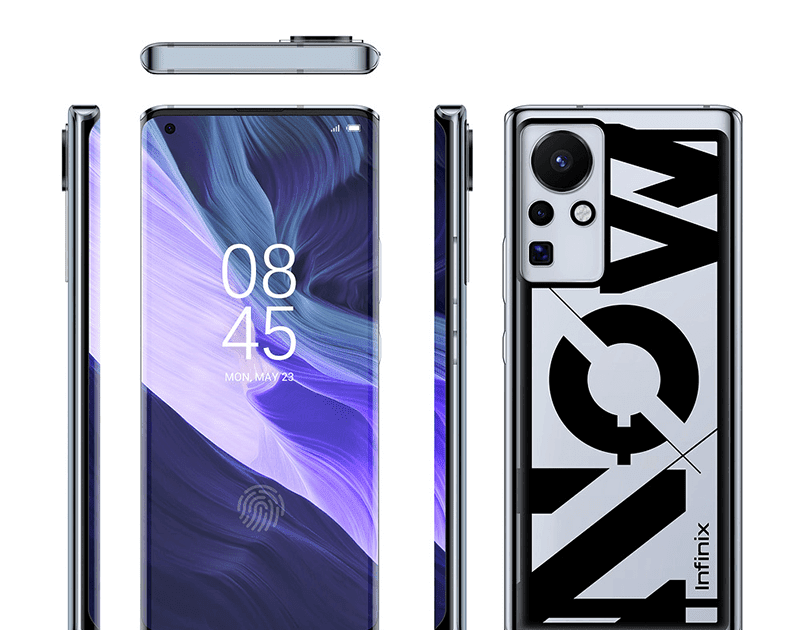Renders of an Infinix smartphone with a curved display, 160W charging ...