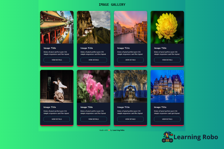 Responsive Image Gallery Card Design using CSS Flexbox