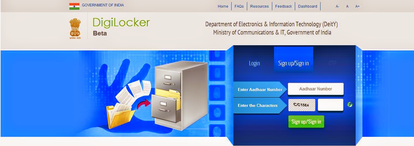 Digitalocker Launched by Government of India to store document copy ...