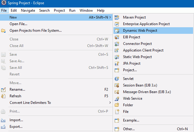 Go To File New Dynamic Web Project