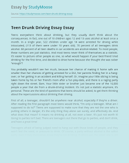 essay examples: Drunk Driving Essay