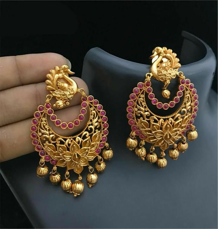 Golden chandbali earrings