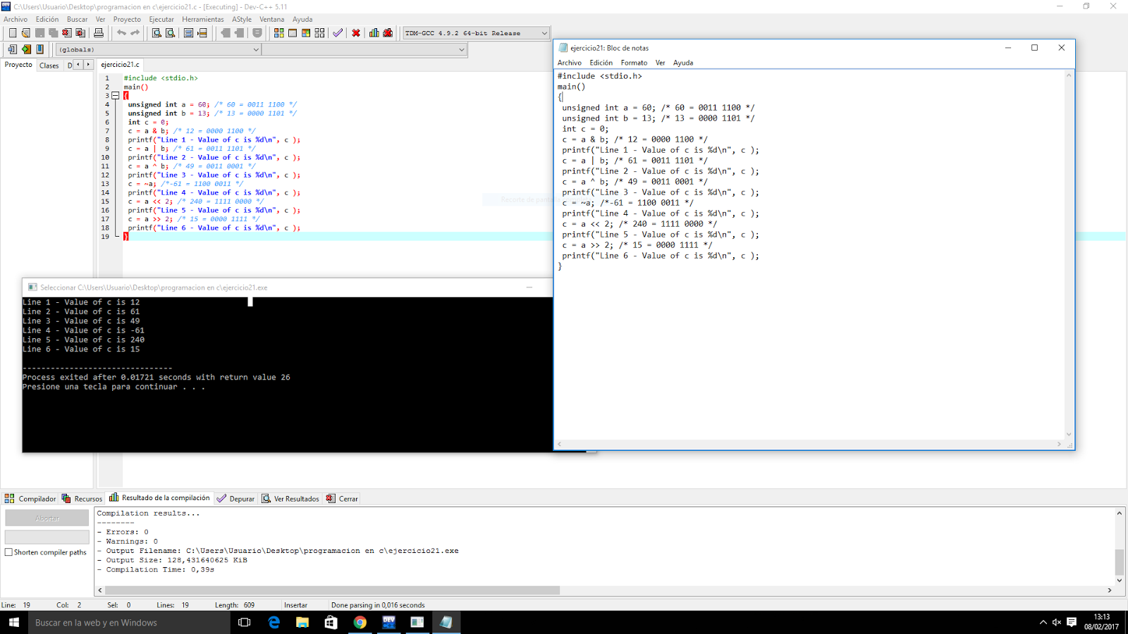 TIC BACH1 A (Lucía): Segundos Ejercicios en C del tutorial TutorialsPoint