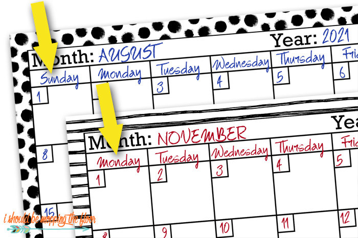 Free Printable Blank Calendar Pages | i should be mopping the floor