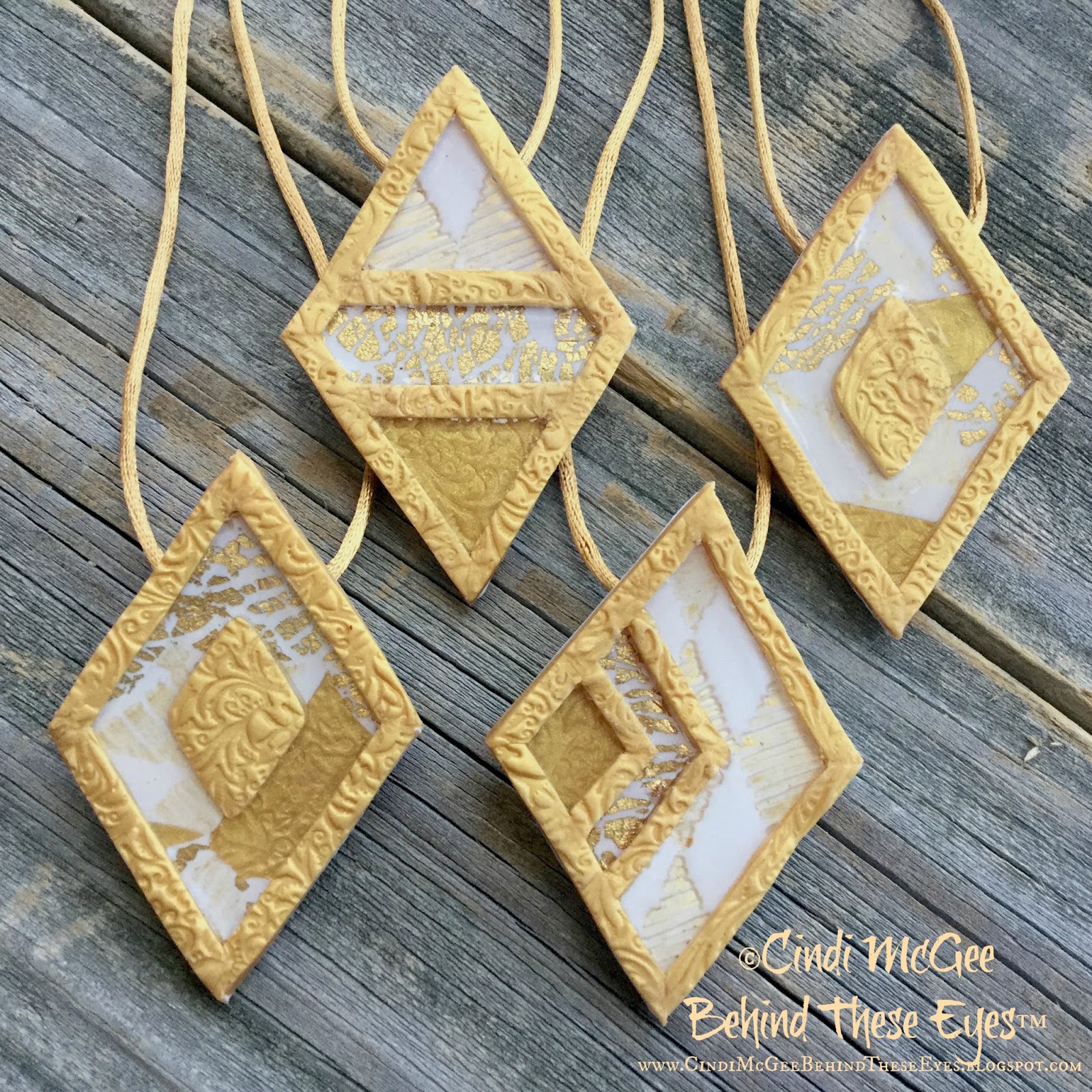 Golden Diamonds Polymer Clay Pendants Tutorial